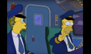Homero Simpson pilotea por un día el avión de una famosa aerolínea